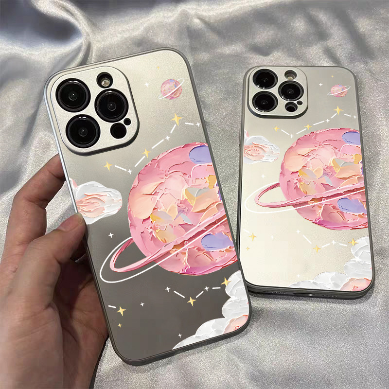 สำหรับ iPhone 13 12 14 11 Pro Max XR X Plus XS SE ดาวเคราะห์สีชมพู กรณี ...