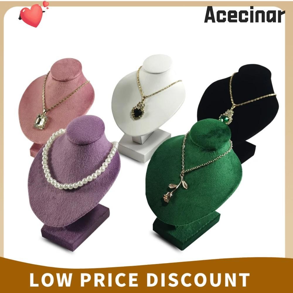 Acecinar หุ่นโชว์โชว์ โชว์โมเดลคอ สีพื้น ขนาดเล็ก แฟชั่น หนัง PU สร้อย ...
