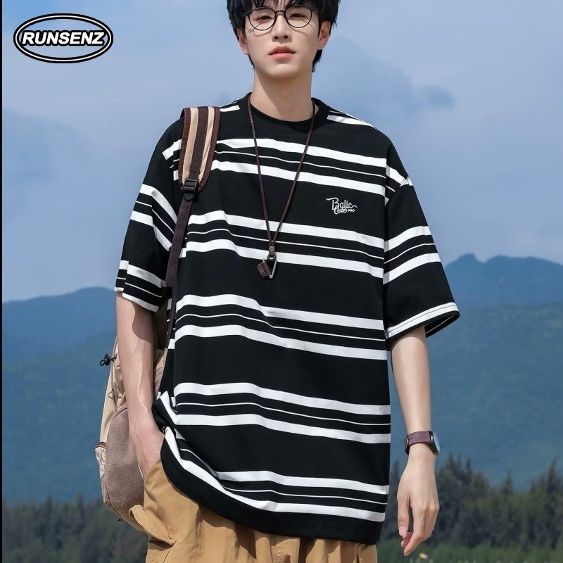 M-8xl แฟชั ่ นเกาหลีลาย Oversize Top Men Plus ขนาด T เสื ้ อหลวมสบายๆแขนสั ้ น Tee | Shopee Thailand
