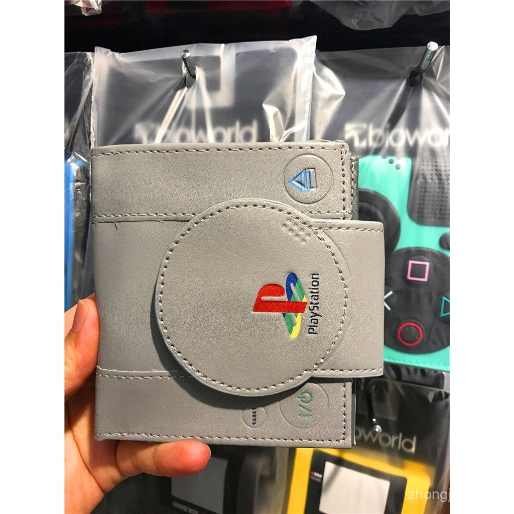 Playstation Game Handle Wallet Men 's Wallet Student Grey Short Bi-Fold ...