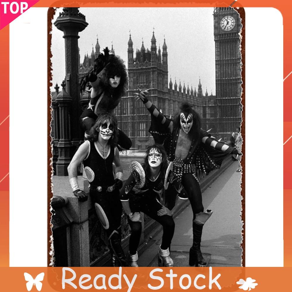 Vintage Metal Kiss Band Tin Sign ภาพวาดเหล็กสี่เหลี่ยม Bar Art ...