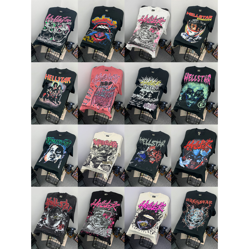 High Street Fashion Casual Hell Star Graffiti พิมพ์หลวมขายร้อนเสื้อยืด ...