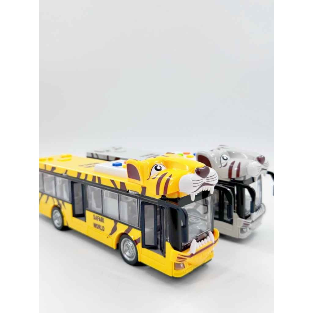 Tiger Bus Car Opening Door Children's Inertia Sound and Light Plastic ...