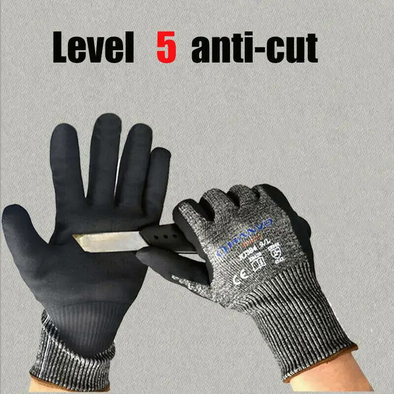 Cut Resistant Work Gloves Nitrile Level 5 Protection Safety Gloves for ...