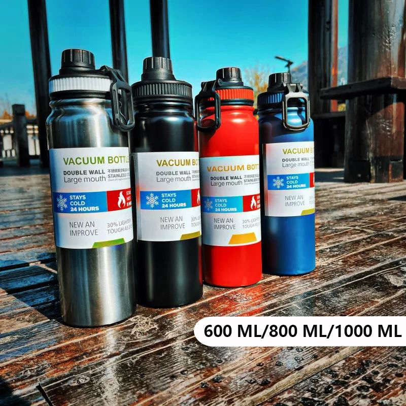 กระติกน้ำเก็บความเย็น/ความร้อนได้ สแตนเลส 304 แท้ ขวดน้ำขนาด 600ml / 800ml / 1000ml กระบอกน้ำ ...