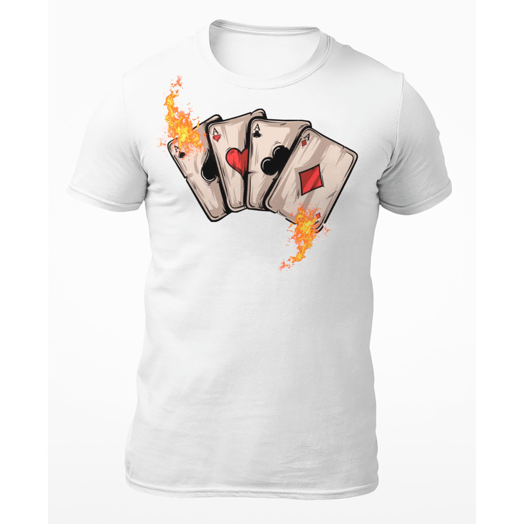 Fiery Pack Of Ancient Play Cards Aces - เสื้อยืดผู้ชาย - เสื้อยืดบุรุษ ...