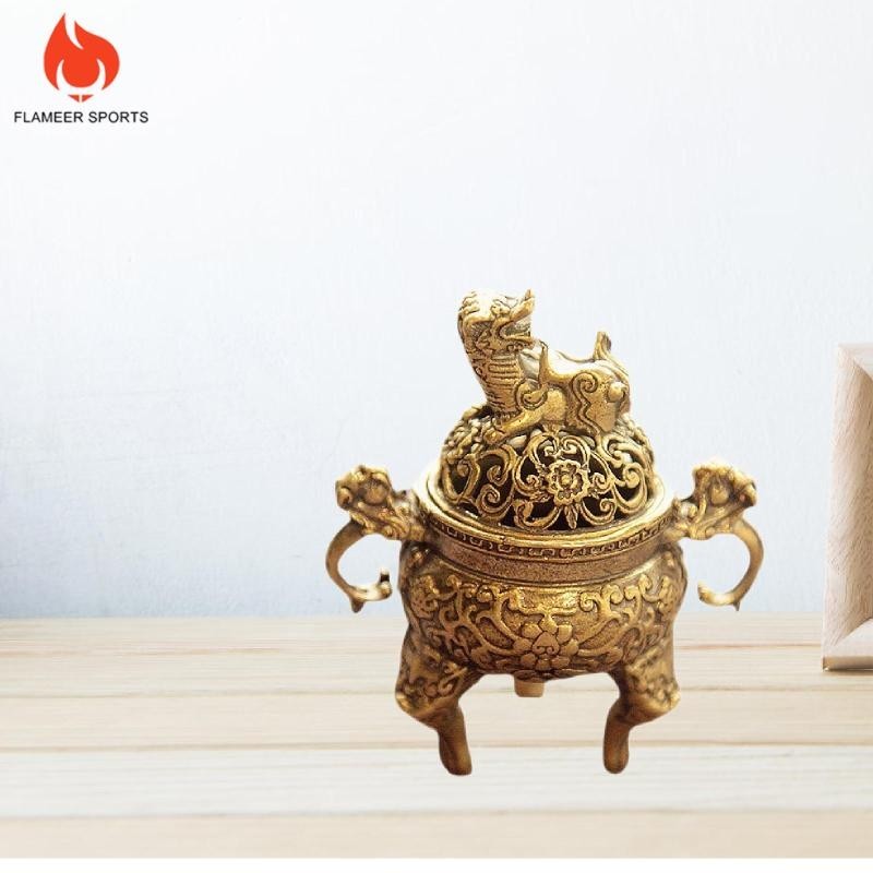 [Lzdzlx1] Kirin แกะสลัก Burner ทองเหลืองจีน Censer สําหรับโต๊ะโยคะ ...