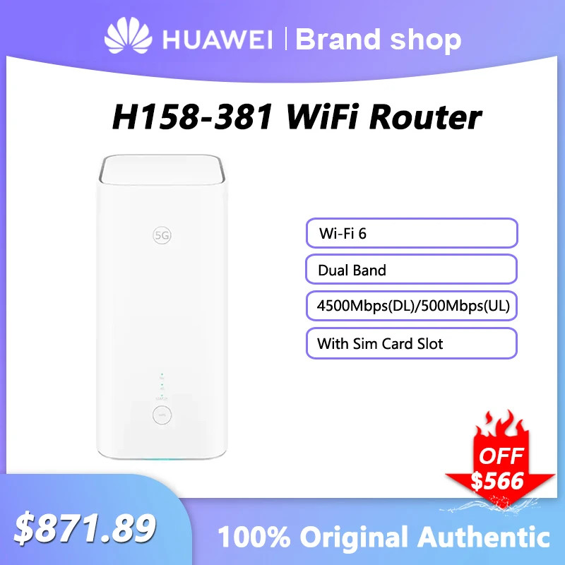 Original Huawei 5G CPE PRO 5 Router H158-381 WiFi 6 7200Mbps Dual Band Network Signal Amplifier ...