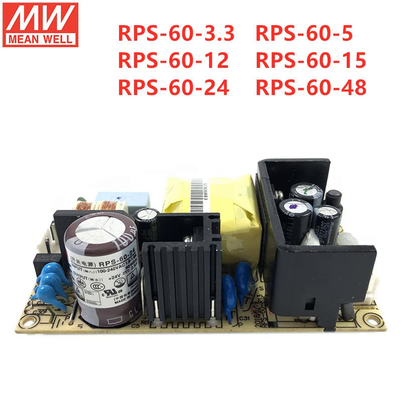 Mean WELL สวิตช์พาวเวอร์ซัพพลาย PCB RPS-60 Series RPS-60-3.3 5 12 15 24 ...