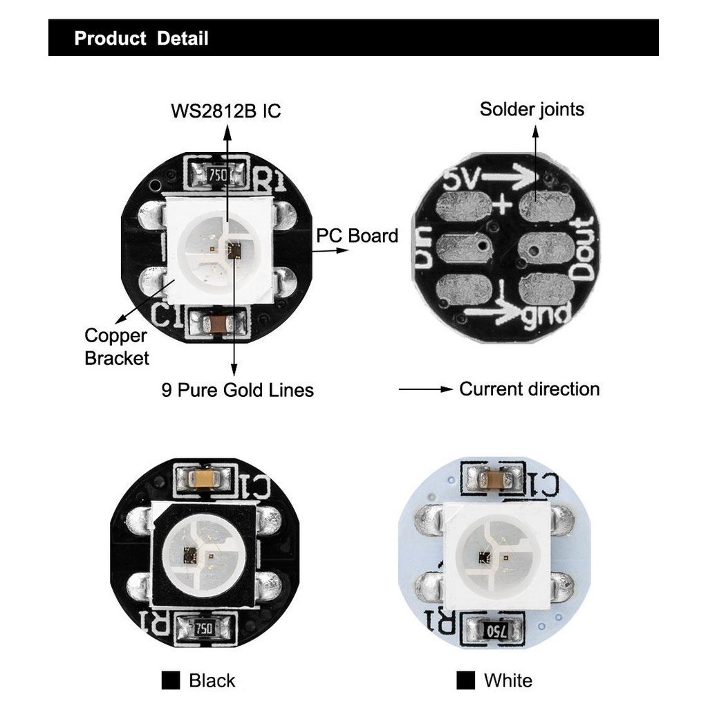 ชิป LED 5V WS2812B พร้อมบอร์ดฮีทซิงค์ WS2811 IC 5050 SMD RGB LED 10x3 ...