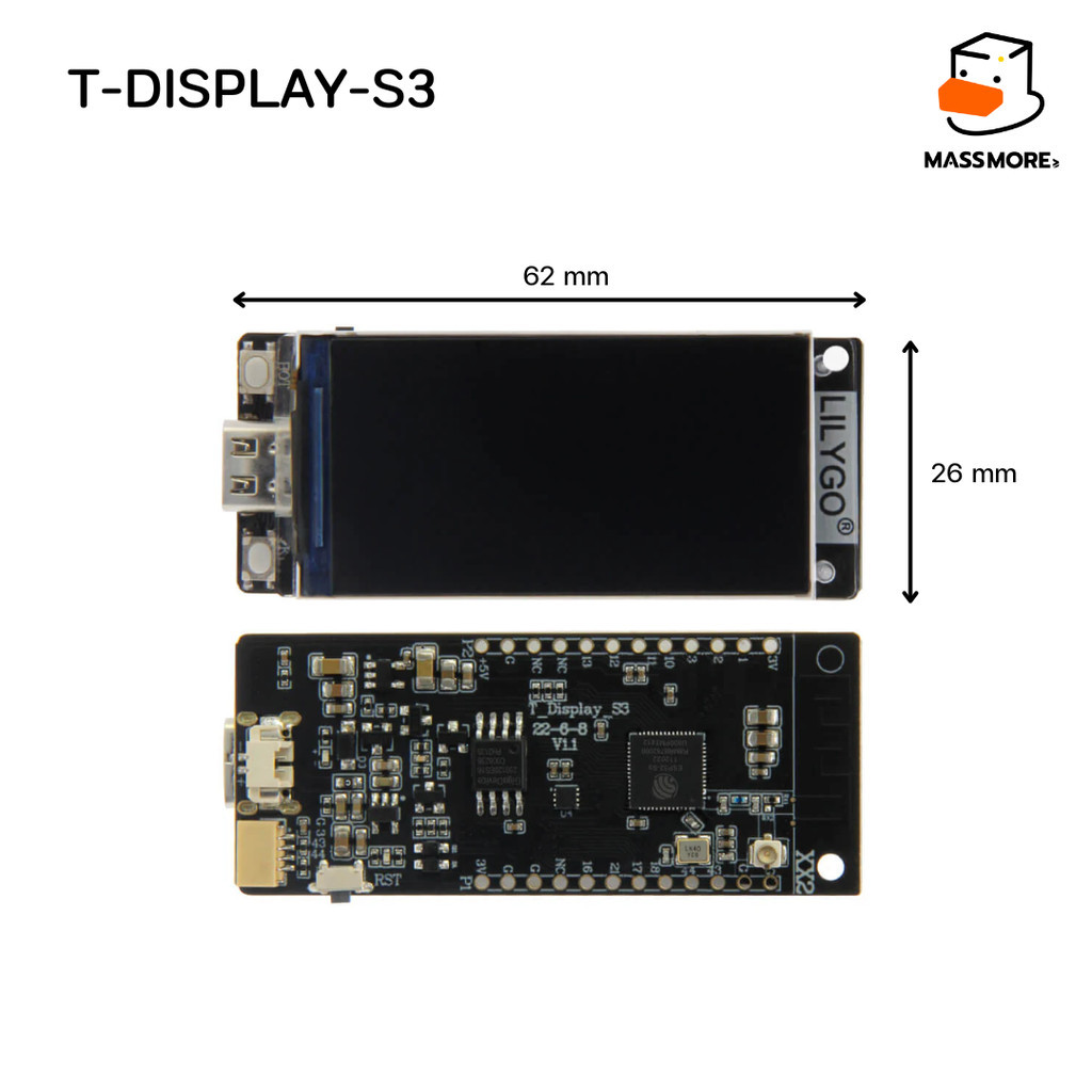 โมดูลหน้าจอ T Display S3 19 T Qt Esp32 S3 Tdisplay Amoled 191 Esp32 Ttgo Lilygo Lvgl Arduino