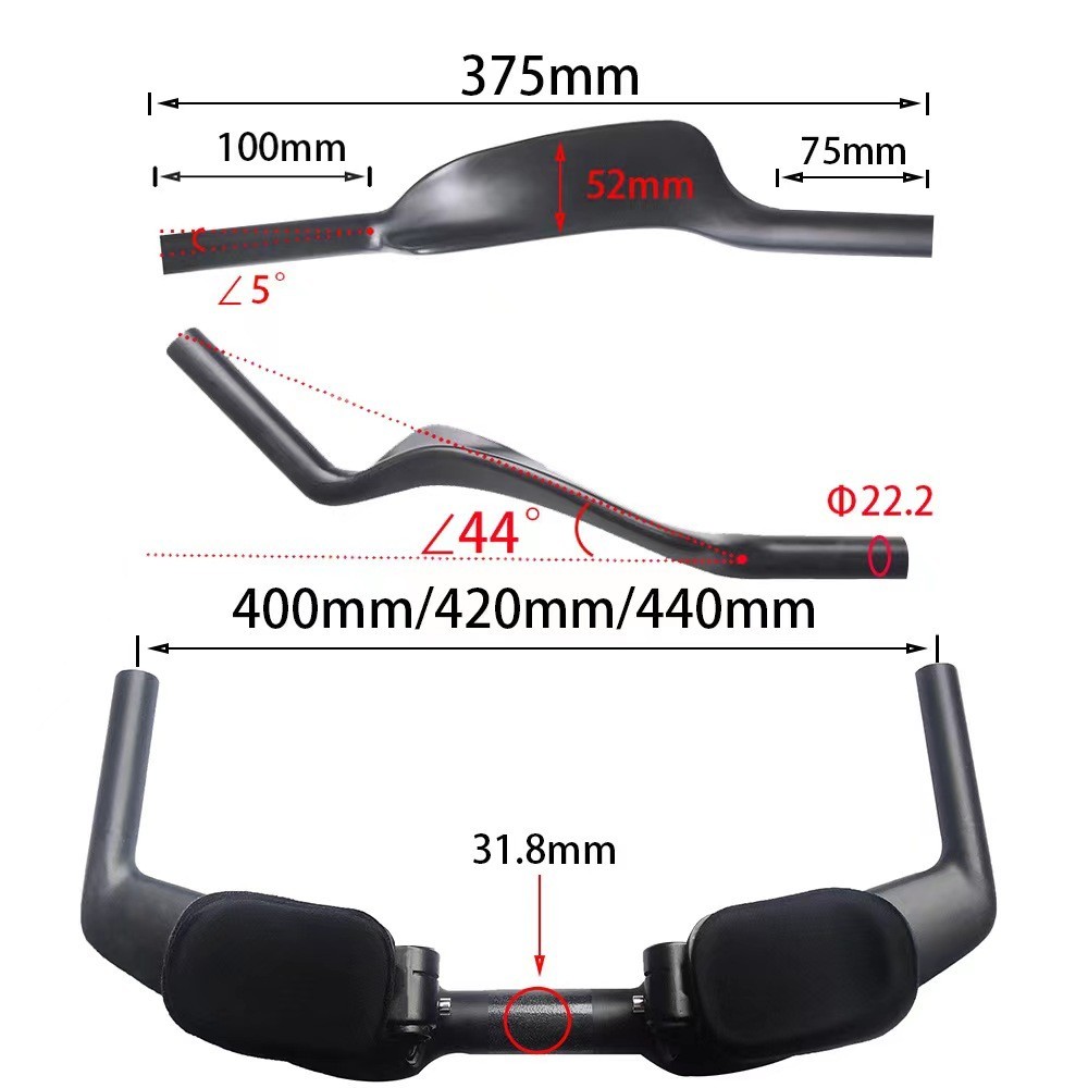 Balugoe คาร์บอนไฟเบอร์จักรยาน Rest TT Handlebar คลิปบน Aero Bars ...