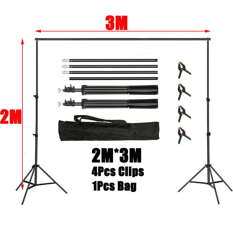 2x3m/2x2m/2.8x3m Photography Background Support Tripod System Kit Photo ...