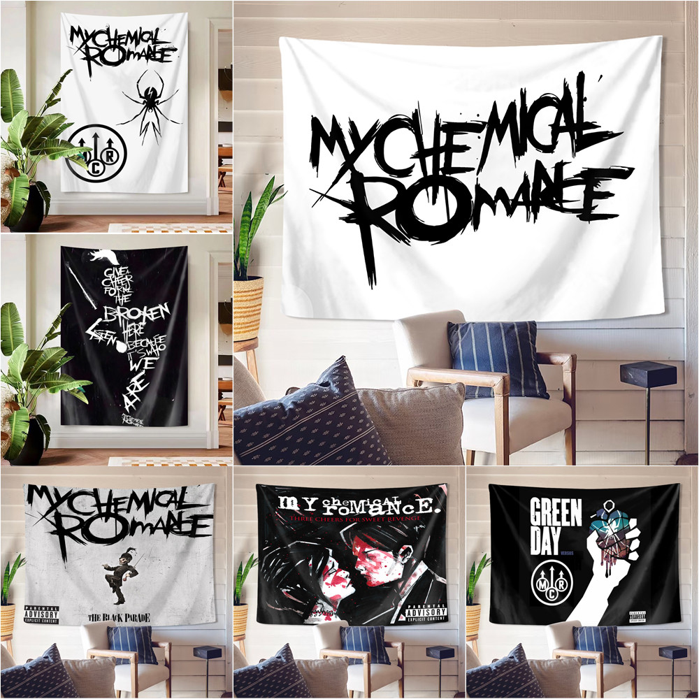 Band My Chemical Romance Wall Tapestry พร้อมคลิปโพลีเอสเตอร์ MCR ...