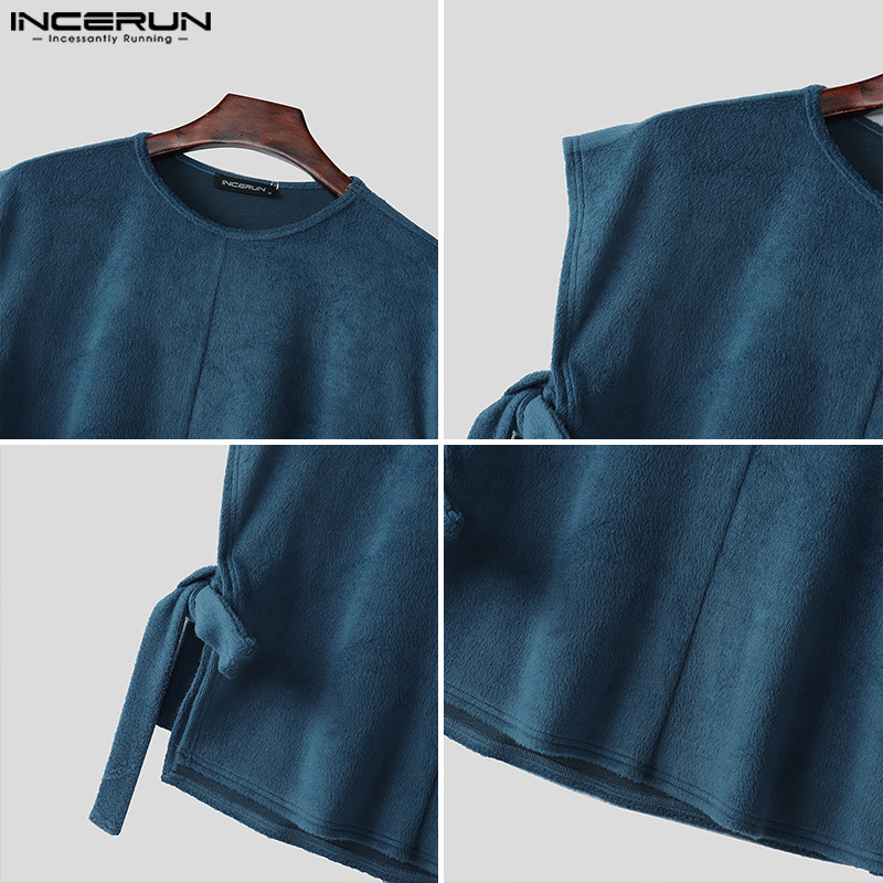 Incerun Men Vintage Fashion Round Neck Deconstructed Design Cropped ...