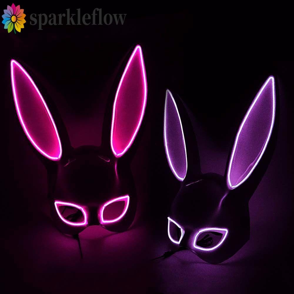 Sparkleflow คอสเพลย์หน้ากาก Kitsune หน้ากากฮาโลวีนกระต่ายหน้ากาก Headwear หน้ากากไฟ Led หน้ากาก ...