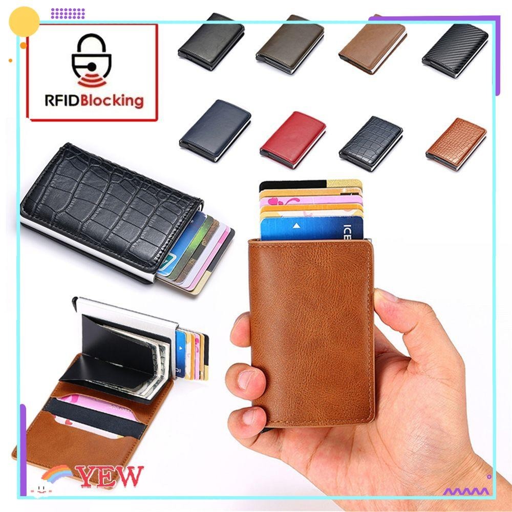 Yew Automatic Pop Up Wallet กระเป ๋ ามัลติฟังก ์ ชั ่ น PU หนัง RFID ...