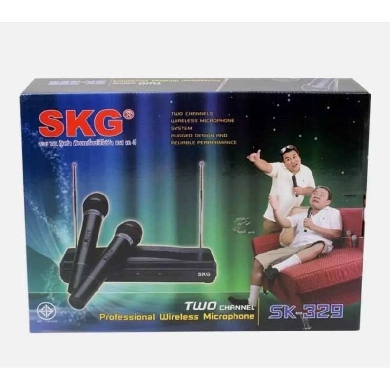 SKG ไมโครโฟนคู่ ไร้สาย รุ่น SK-329 ตัดเสียงรบกวนจากคลื่นของไมค์ได้เข้าทีวีได้ ต่อเข้ากับตัวขยาย ...
