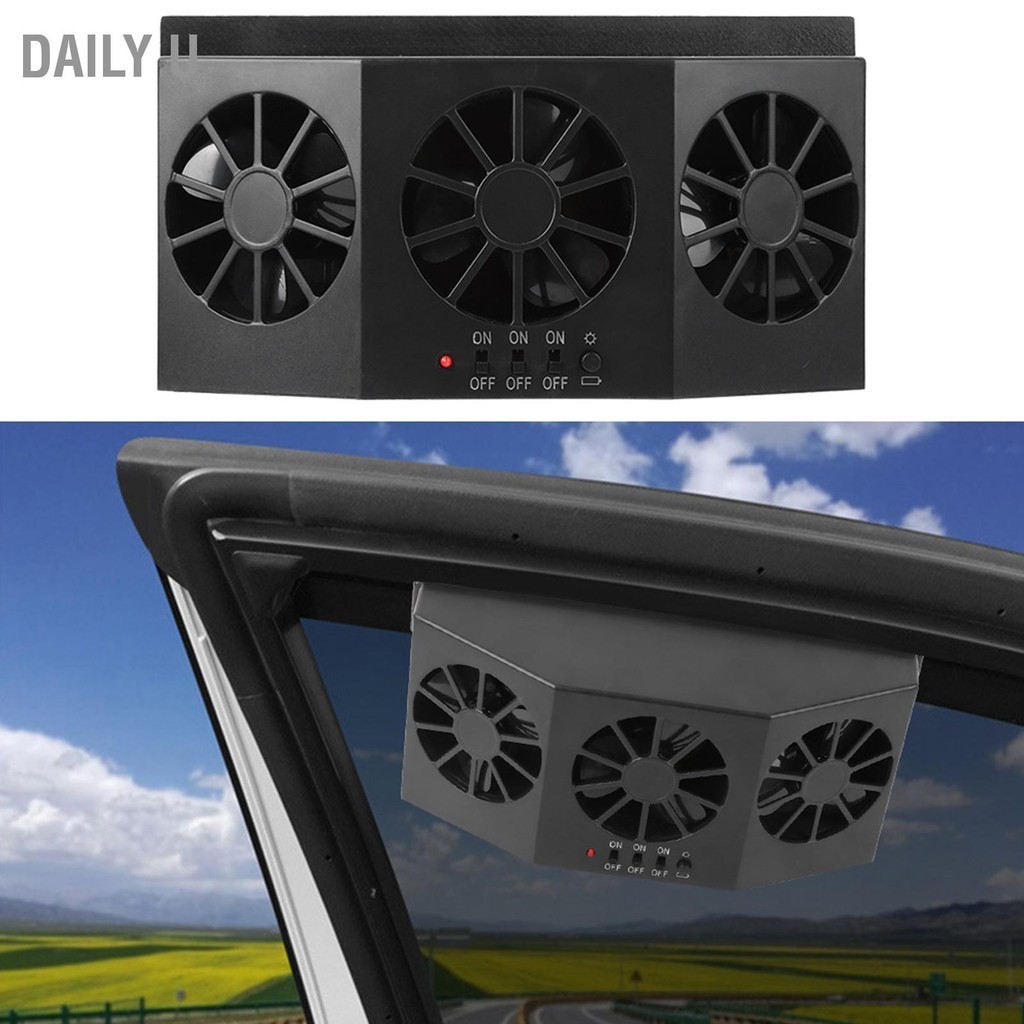 Daily U Portable Solar Powered Car Ventilator Automobile Air Vent ...