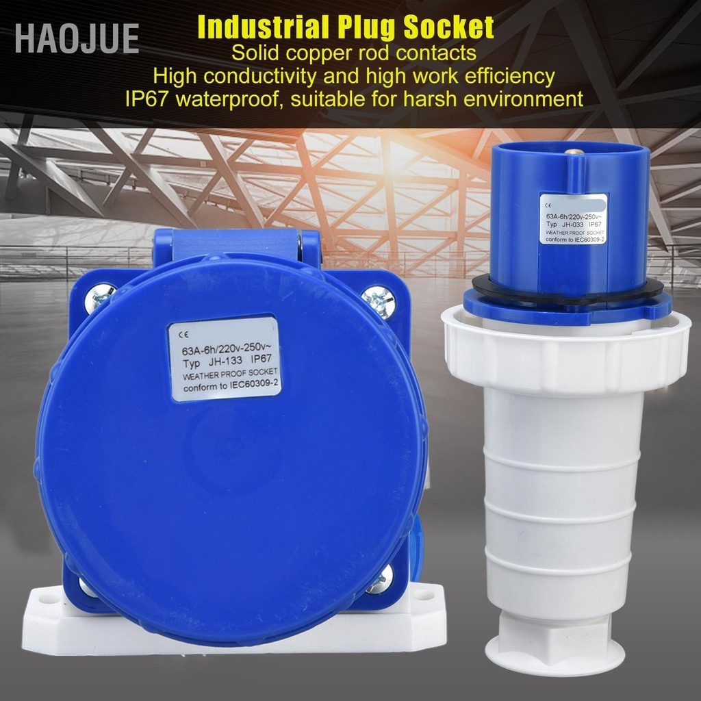 HaoJue Industrial Plug Socket 3 Pin Phase IP67 Waterproof Aviation ...