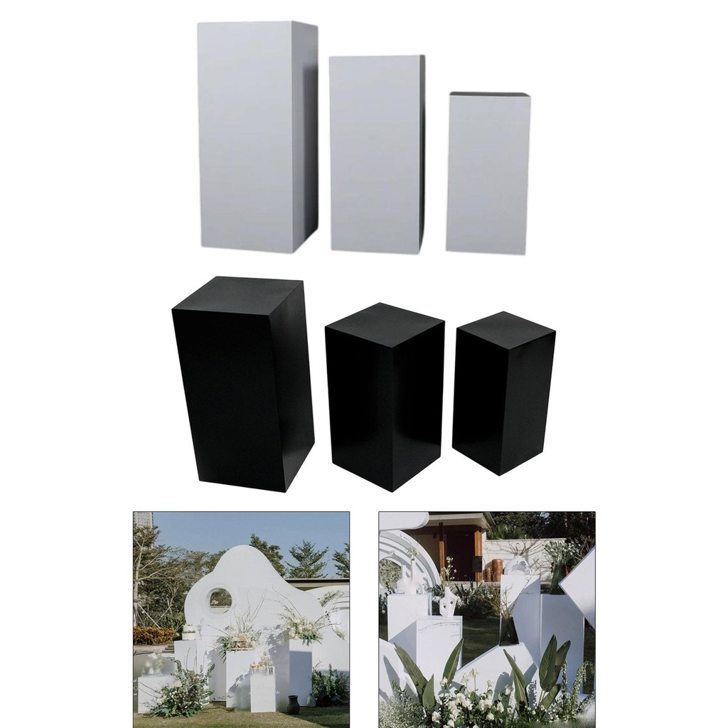 [mibum01eb] 3x Cube Plinth Pillars ที่วางเค้กเครื่องประดับสําหรับวัน ...