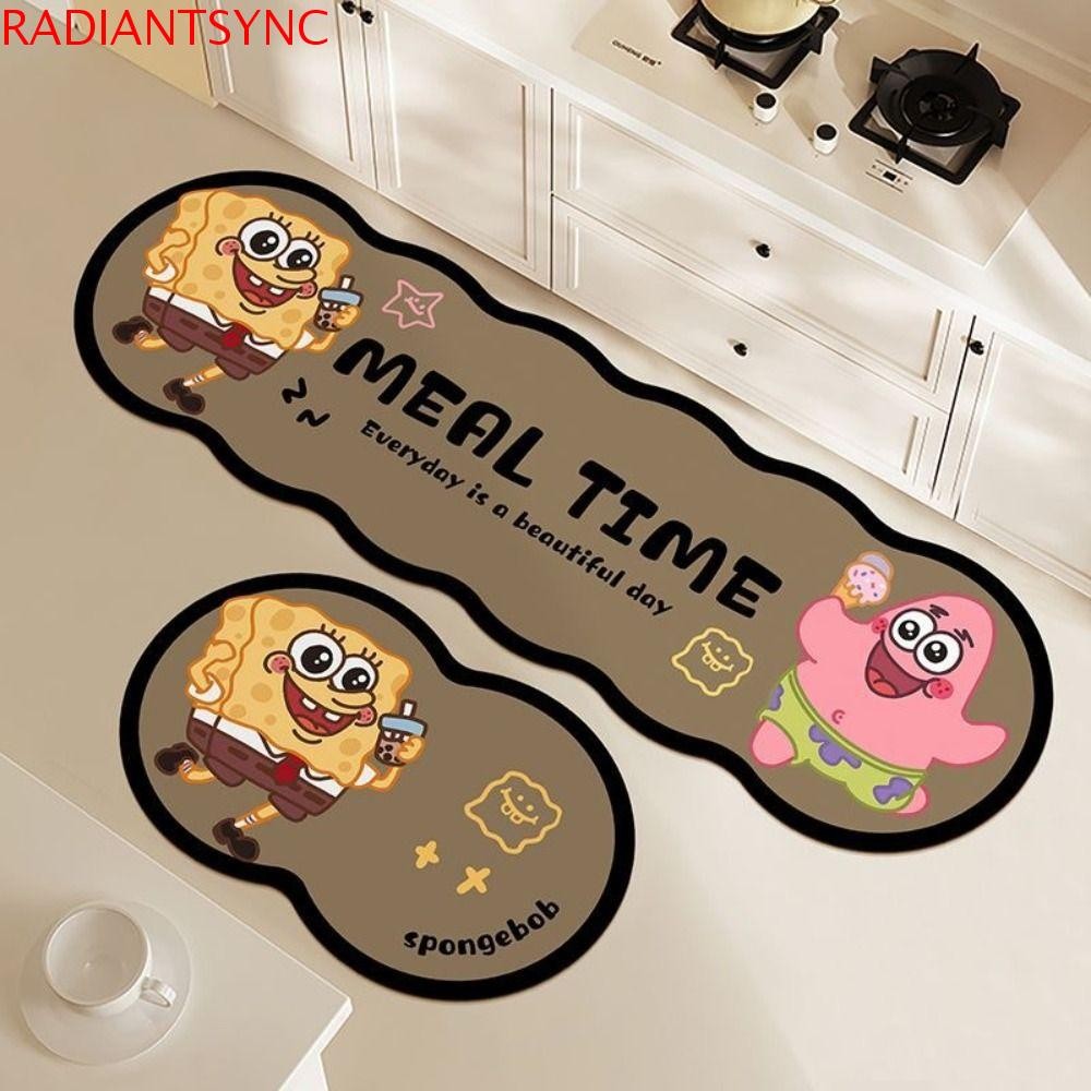 Radiantsync 2 ชิ้น/เซ็ต Crayon Shinchan ดูดซับ, รูปแบบการ์ตูนลื่นห้องครัวแผ่นปูพื้น, พรมแห้งเร็ว ...