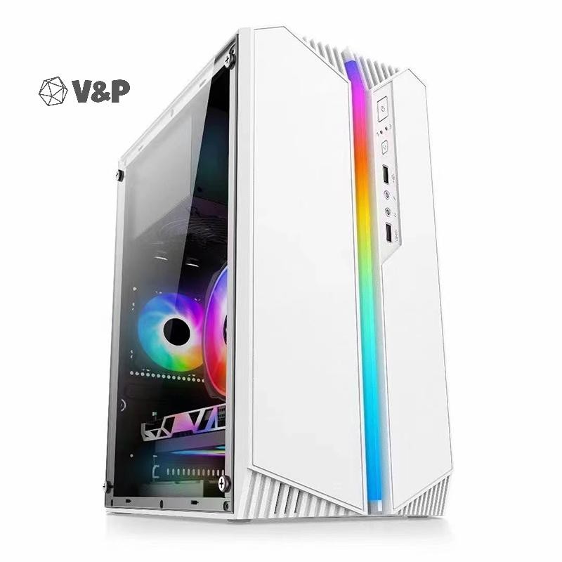 V & P โปร่งใสคอมพิวเตอร์ PC Tower RGB บรรยากาศโคมไฟสําหรับ M-ATX/ITX ...