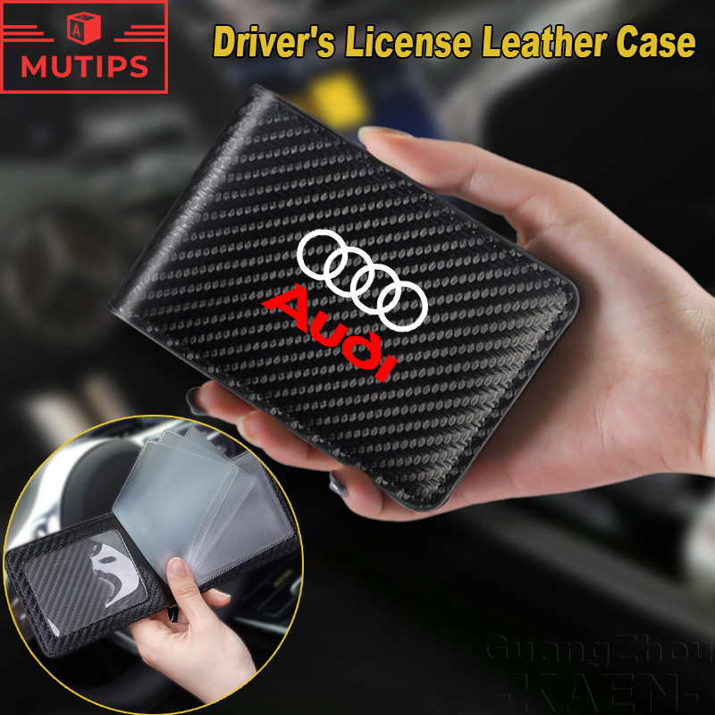 Audi กระเป๋าสตางค์ผู้ชาย เครื่องหนัง ที่ใส่นามบัตร ใบขับขี่ คาร์บอนไฟเบอร์ กระเป๋าสตางค์โลโก้รถ ...