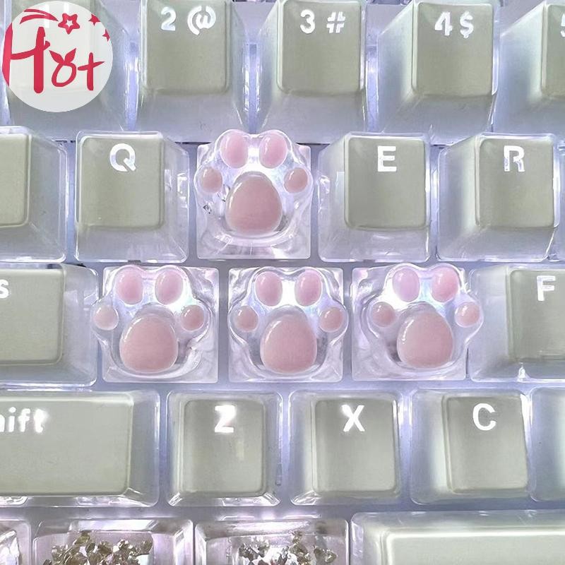 Ge คีย์บอร์ดเรซิ่น Keycap Cat Paws Pad Clear Backlit RGB WASD Arrow ESC ...