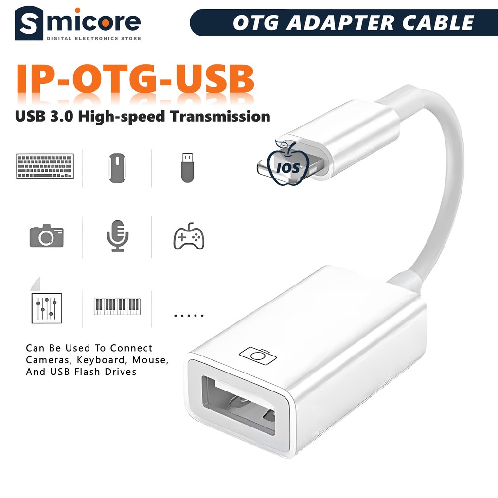 IP OTG USB 3.0 Adapter แปลง USB รองรับ Flash Drive, เมาส์, คีย์บอร์ด สำหรับ IP | Shopee Thailand