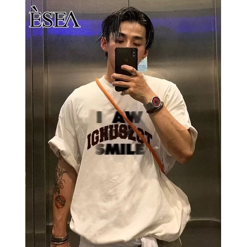ESEA เสื้อยืดแขนสั้น ทรงหลวม น้ําหนักเบา แฟชั่นฤดูร้อน สไตล์อเมริกัน ...