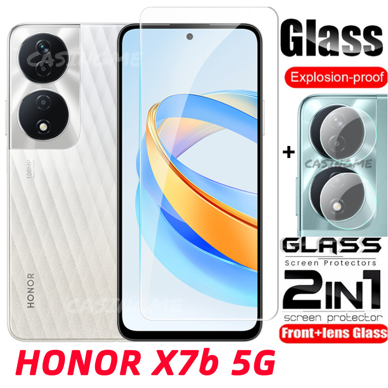 Honor X7b 5G 2024 ฟิล์ม 2 in 1 ป้องกันหน้าจอกระจกนิรภัยสําหรับ Honor ...