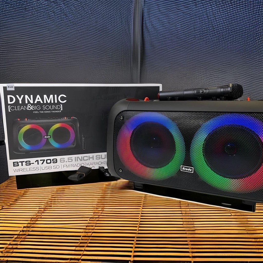 ลำโพงบลูทูธ รุ่น BTS-1709 ขนาดพกพาได้ คู่6.5นิ้ว เบสหนัก มีไฟLEDสวยมาก ...
