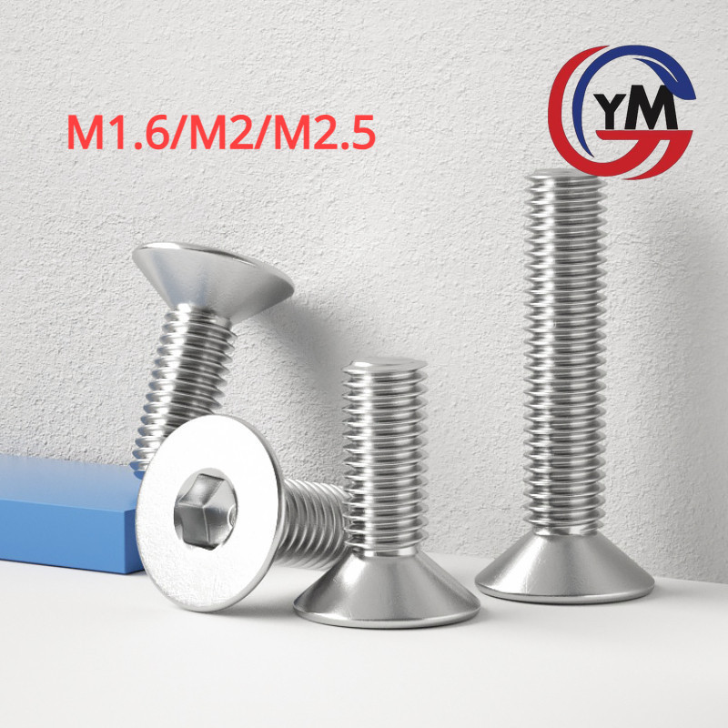 [YMH1] น็อต สกรู หัวจม หกเหลี่ยม เตเปอร์ สแตนเลส 304 เกลียวมิลหยาบ / Flat Head Hexagon Socket ...