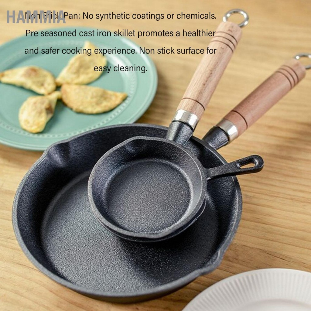 HAMMIA 3pcs Miniature Skillet MINI กระทะเหล็กหล่อสีดำชุด Pre Seasoned ...