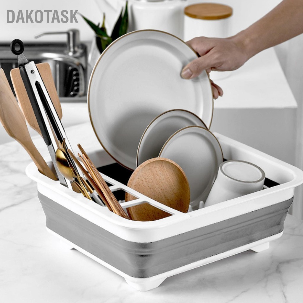 DAKOTASK Collapsible Dish Drying Rack Space Saving Foldable Portable ...