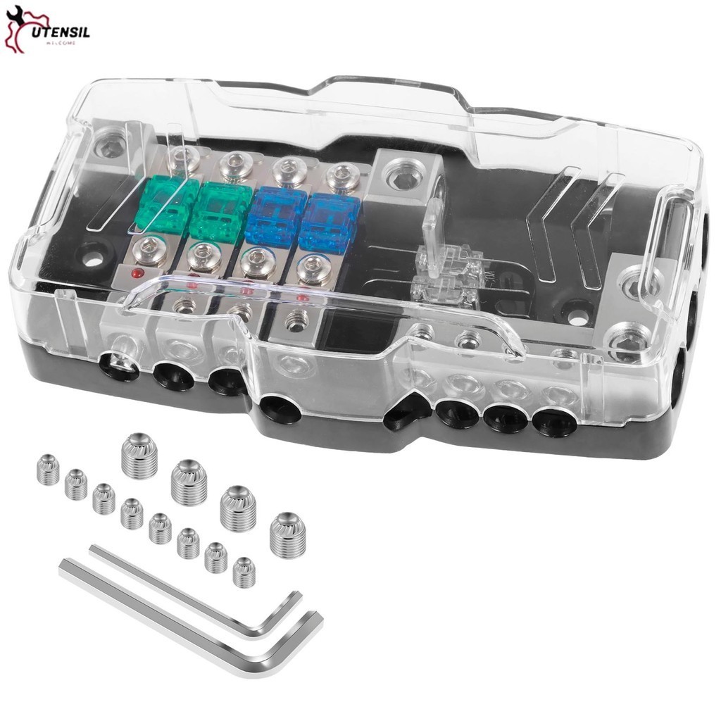 4 Way Power Distribution Block สังกะสีอัลลอยด์เครื่องเสียงรถยนต์ฟิวส์ ...