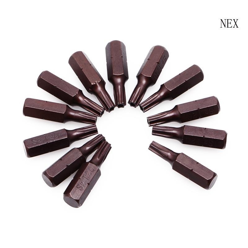 Nex 12 ชิ้น T20 1 4 Hex Shank Magnetic Torx Security ไขควง Bits พร้อมรู ...