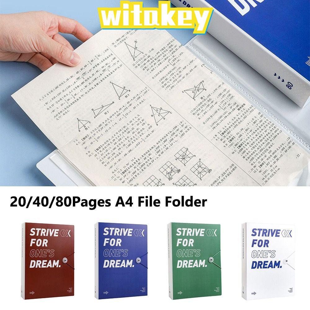 กระเป๋าแฟ้ม WITAKEY, โฟลเดอร์แฟ้ม A4 หนาความจุขนาดใหญ่, กันน้ําเรียบง่าย 20/40/80Pages ปกภาษา ...