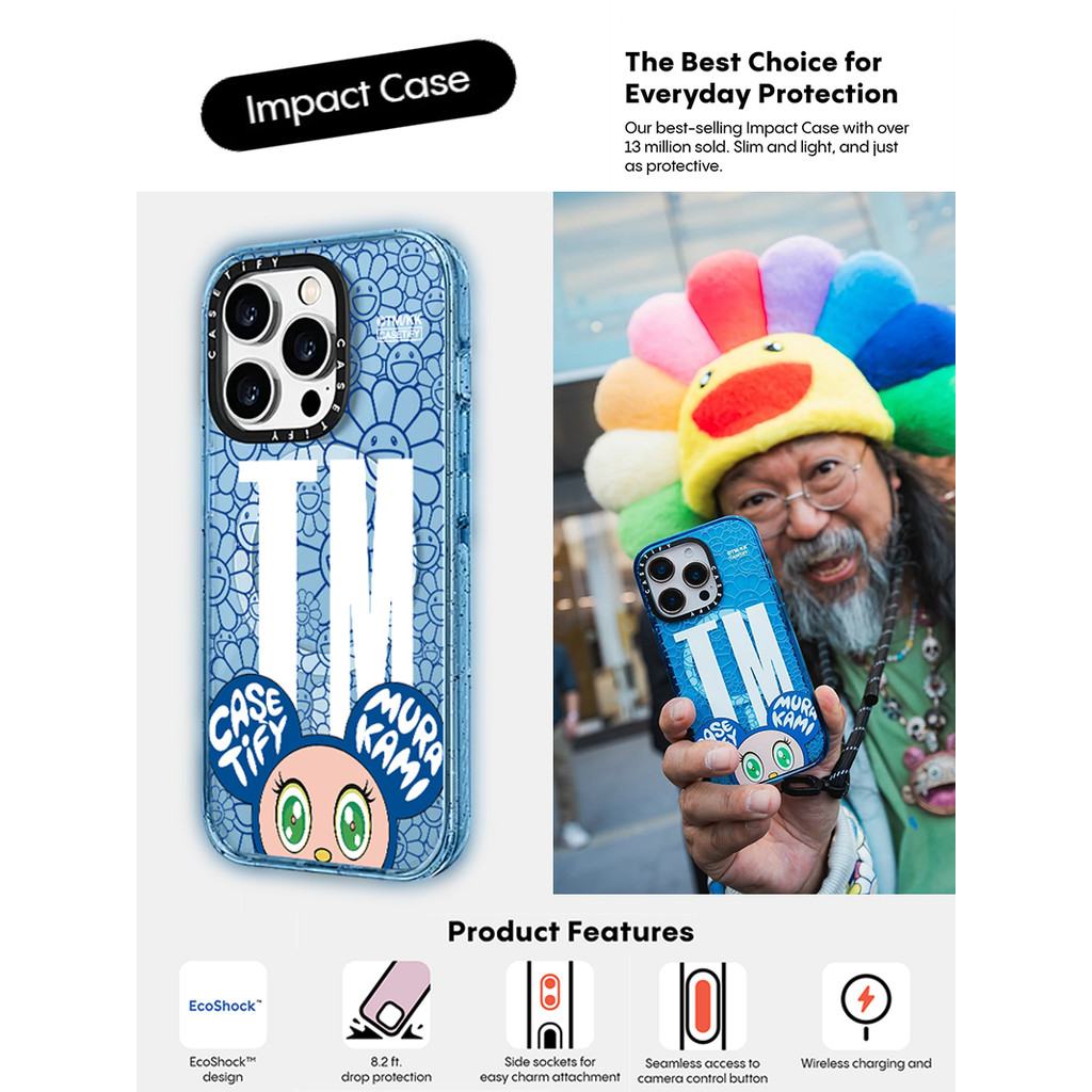 Casetify X Takashi Murakami กรณี Sierra Blue แม่เหล็กดูด Hard อะคริลิคด้านหลังสําหรับ Apple ...