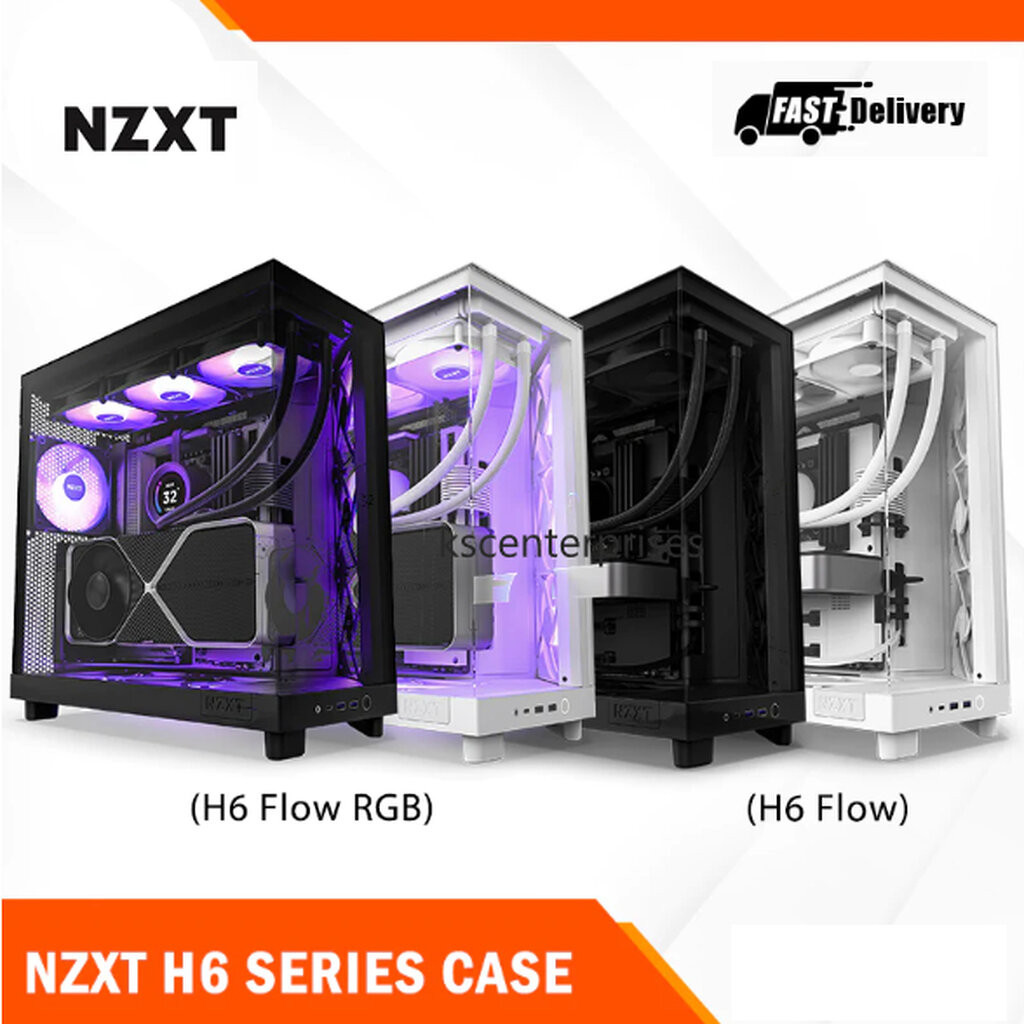 NZXT H6 FLOW BLACK / WHITE / RGB ATX PC CASE | Shopee Thailand