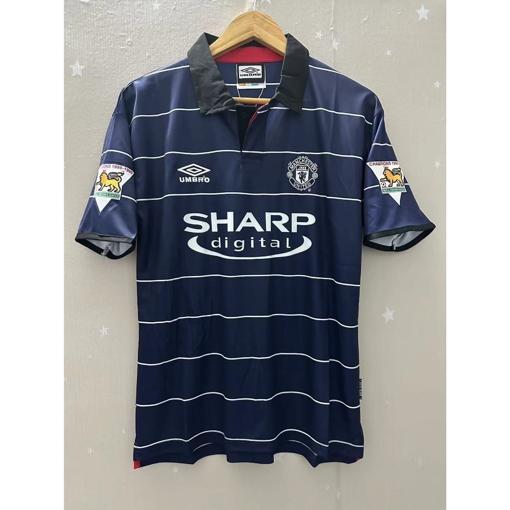 99-00 Manchester United BECKHAM GIGGS KEANE คุณภาพสูง Away Retro ...