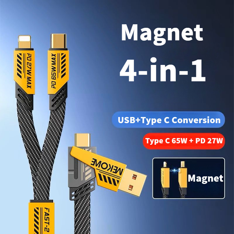 Mech Style 4 in 1 Super Fast Charge Cable USB A Type C 65W PD 27W Dual ...