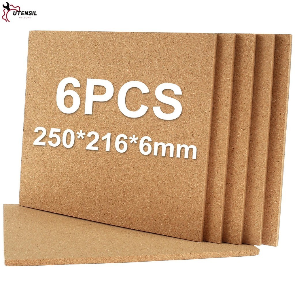 6 ชิ้น Cork Board รูปสี่เหลี่ยมผืนผ้า Cork Bulletin Board 50 เล็บ Self ...