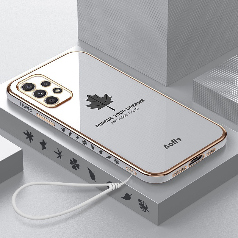 SAMSUNG ปลอกsamsung A13 A23 A33 A53 A73 A32 A52 A72 A52sกรณีชุบใบเมเปิ้ลปกอ่อนTPUเคสโทรศัพท์ ...