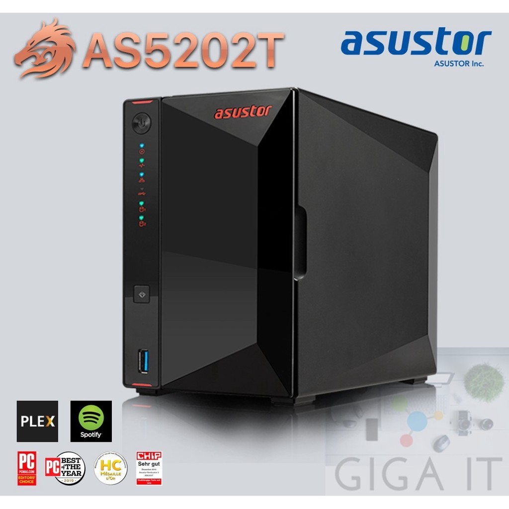 ASUSTOR NAS รุ่น AS5202T (HDD 2 Bay Max 36TB, J4005 Dual Core 2.0G, 2GB) ประกัน 3 ปี | Shopee ...