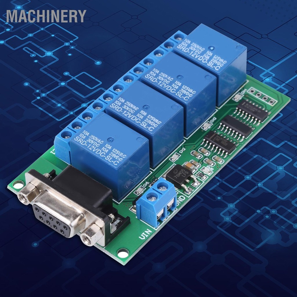 Machinery 12V 4Ch DB9 RS232 บอร์ดรีเลย์รีโมทคอนโทรล UART Serial Port ...