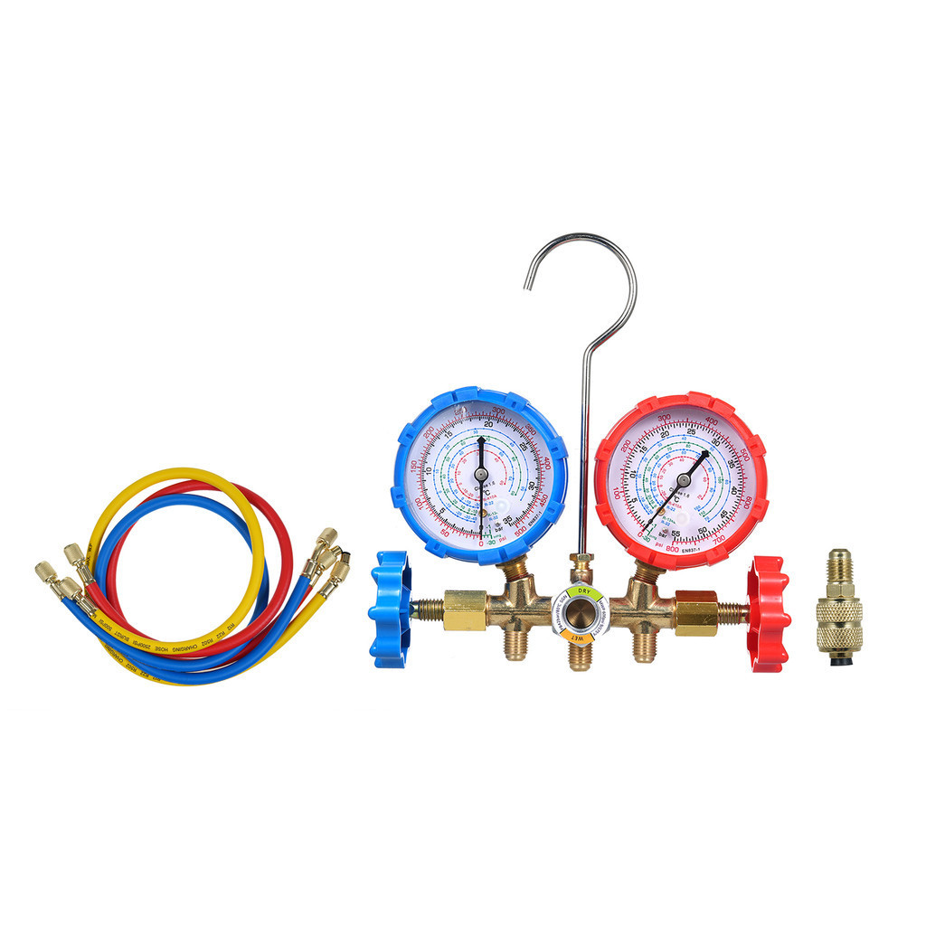 enjytAC Gauges, AC Manifold Gauge ชุดสําหรับ R134a R32 R22 R410A, 3 Way ยานยนต์ AC Gauge ชุดท่อ ...