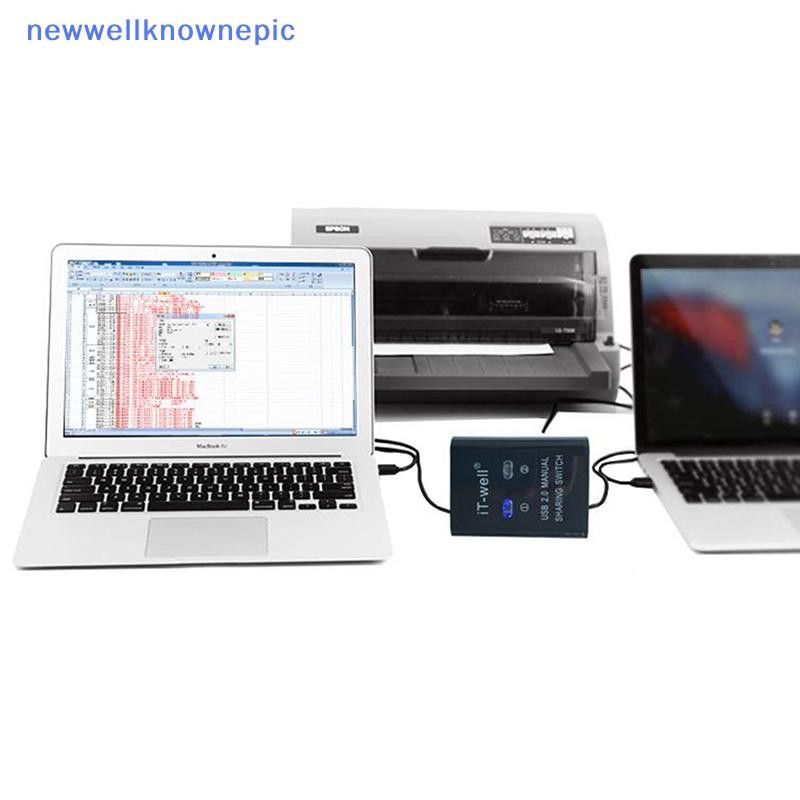 Newwellknownepic USB Printer Sharing Device 2-Port Manual Kvm Switching ...