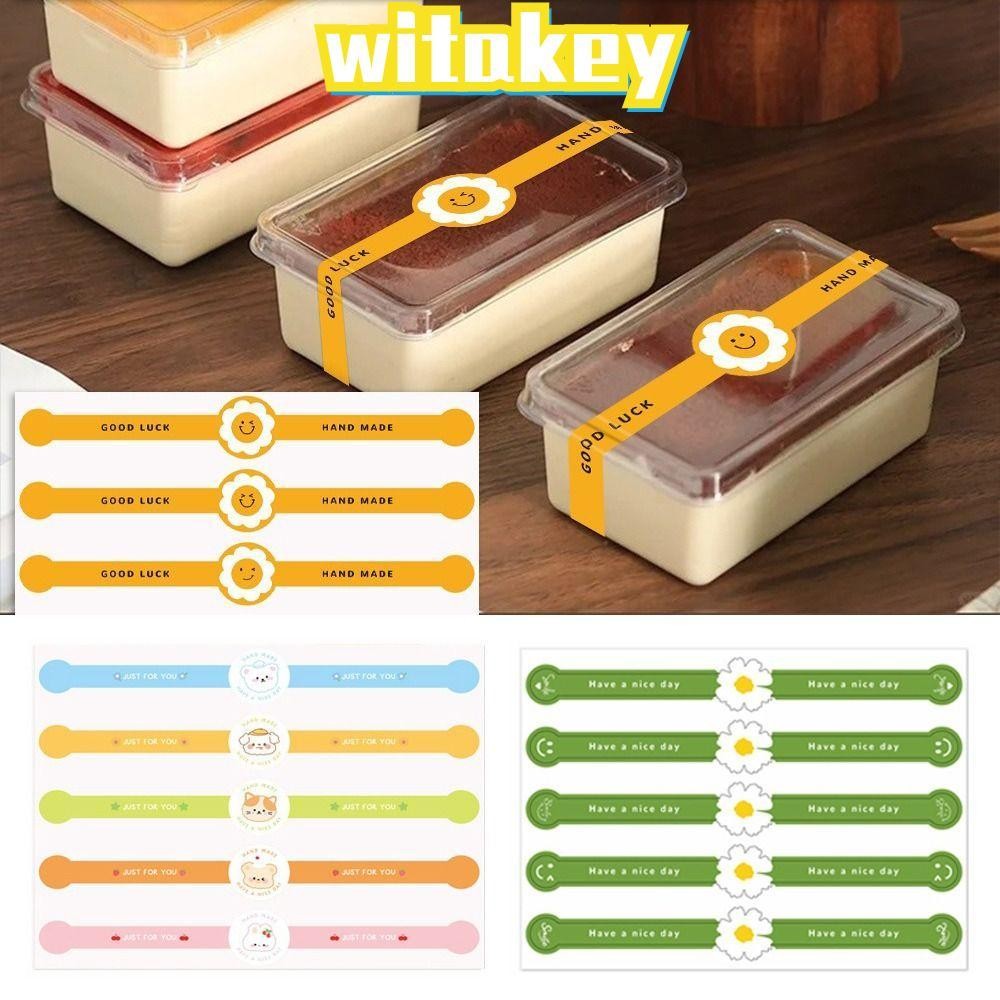Witakey 50 ชิ้น/แพ็คสติ๊กเกอร์บรรจุภัณฑ์อบ,การ์ตูนพิมพ์กาวแถบกาวสติกเกอร์,น่ารักสี่เหลี่ยมผืนผ้า ...